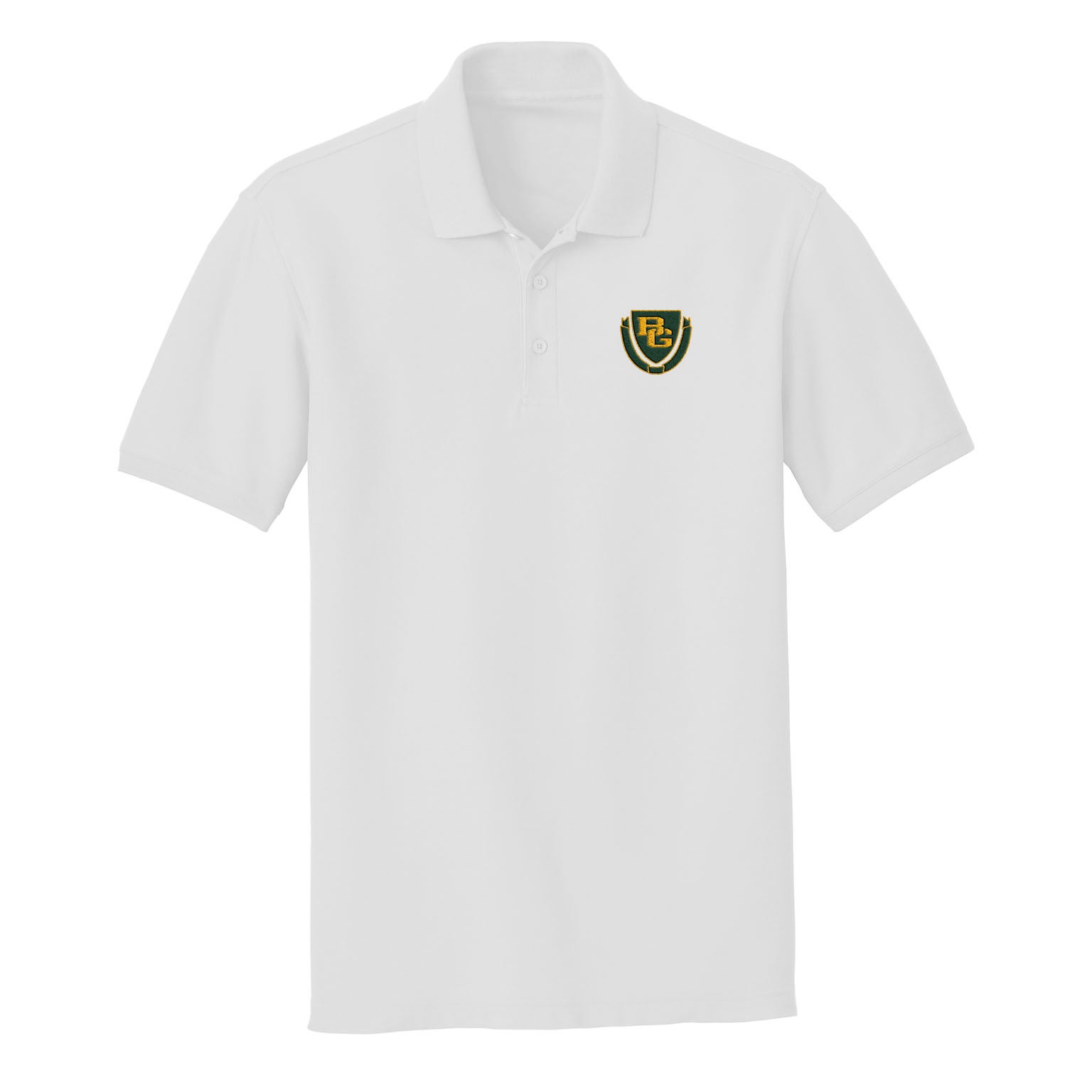 BG Male Short Sleeve Polo - White | Red Brick Clothing Co. School Uniforms